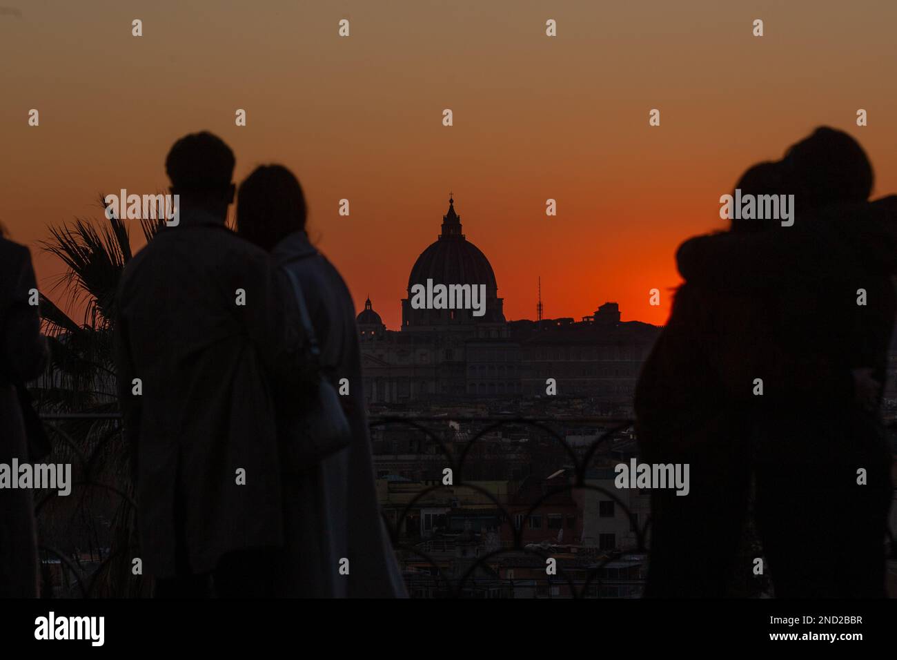 Rome, Italy. 14th Feb, 2023. Couples watch the sunset from the ...