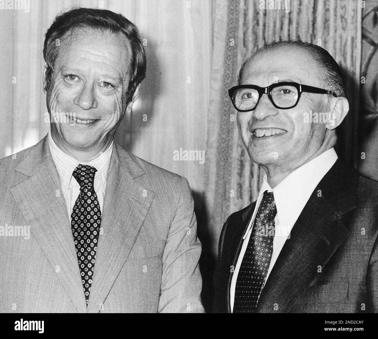 Secretary of the Treasury W. Michael Blumenthal, left, meets with ...