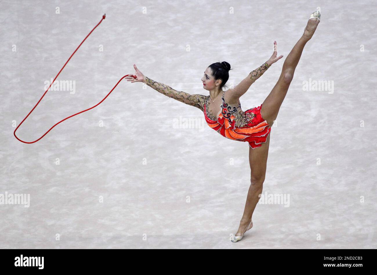 Azerbajan Anna Gurbanova perform with the rope during the Individual ...