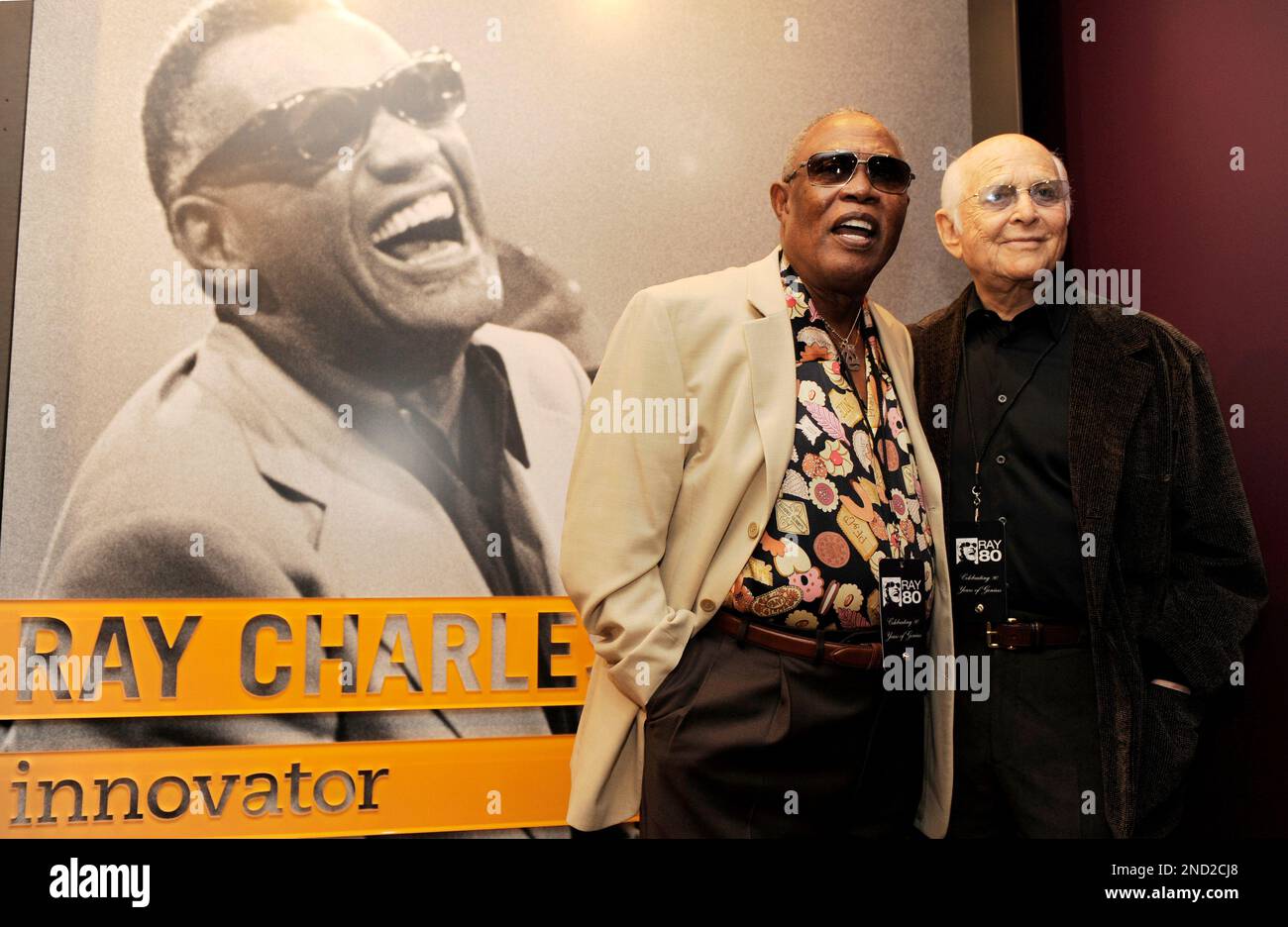 In this Sept. 23, 2010 photo, Sam Moore, left, and Norman Lear pose ...