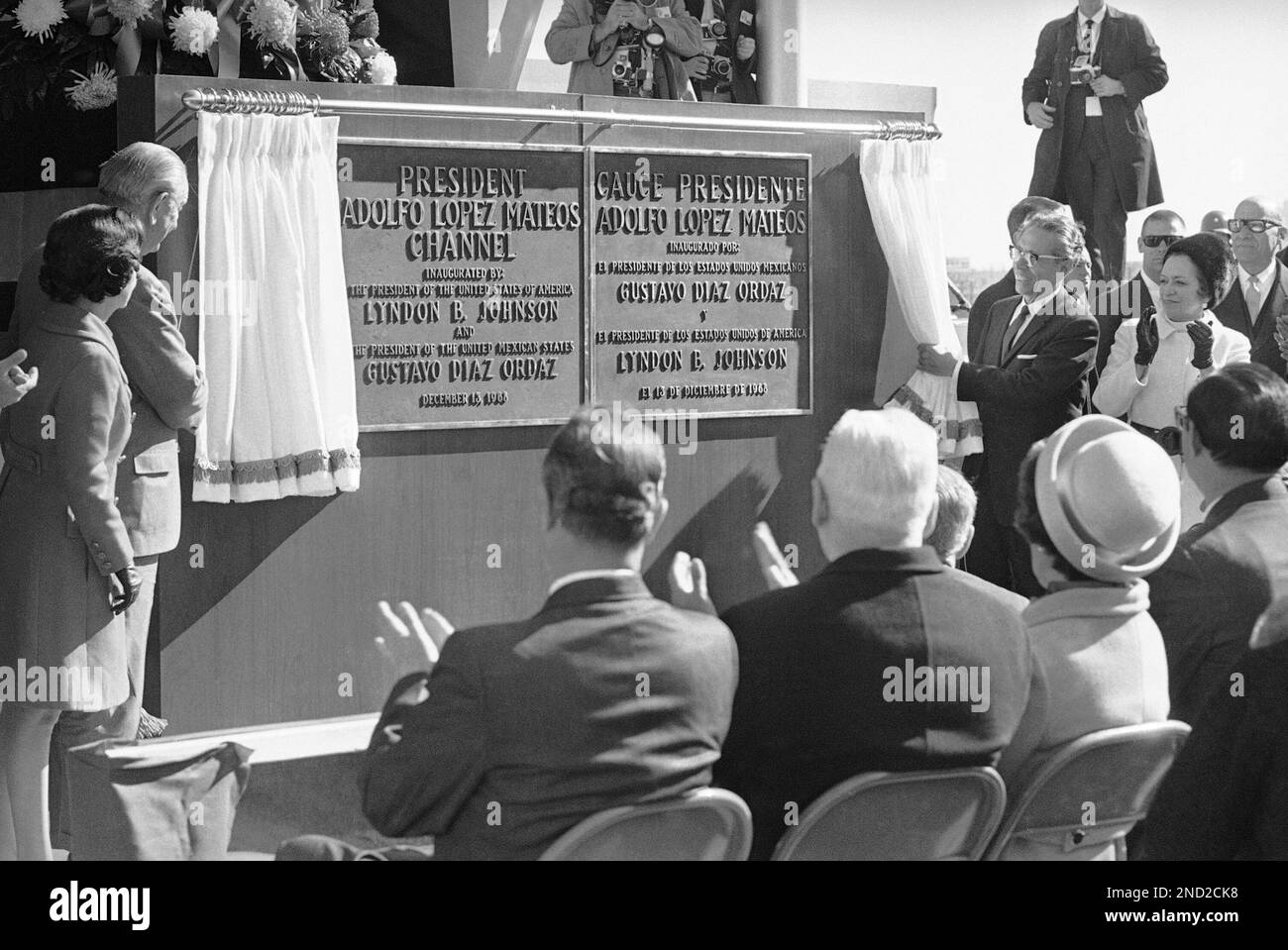 President Lyndon and Mrs. Lady Bird Johnson, left, and President ...