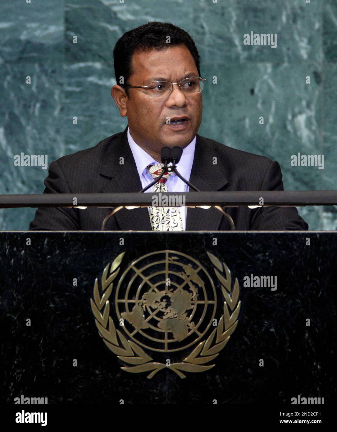 Marcus Stephen, President of Nauru, addresses the summit on sustainable ...