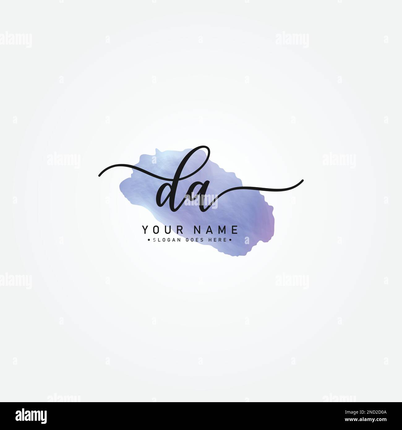 DA Handwritten Signature logo with Watercolor Background- Vector Logo ...
