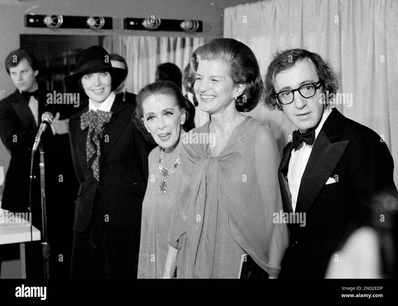 Comedian Woody Allen stands with Betty Ford, second from right, wife of ...