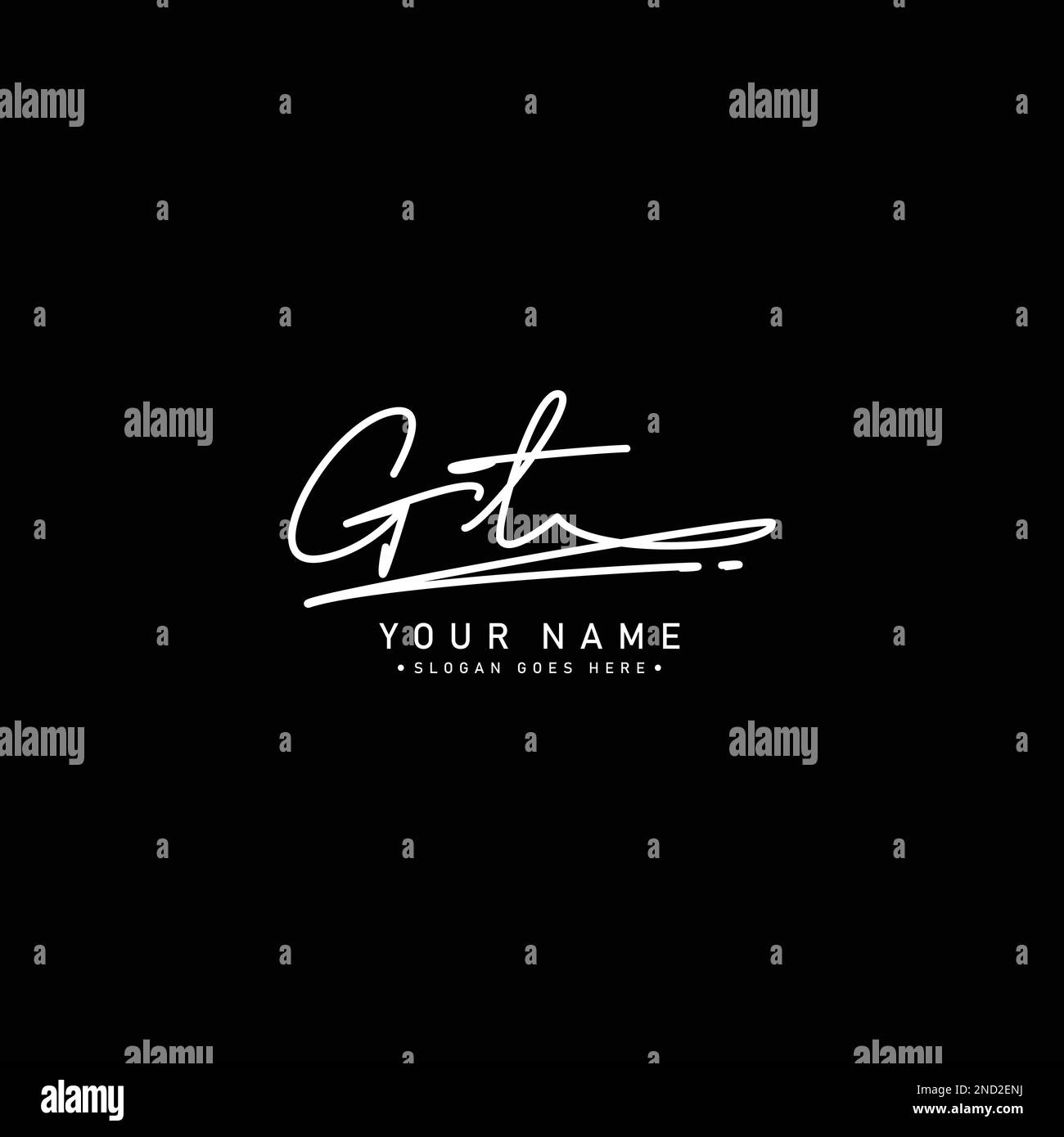 Handwritten Signature logo for Initial Letter GT - Vector Logo Template ...
