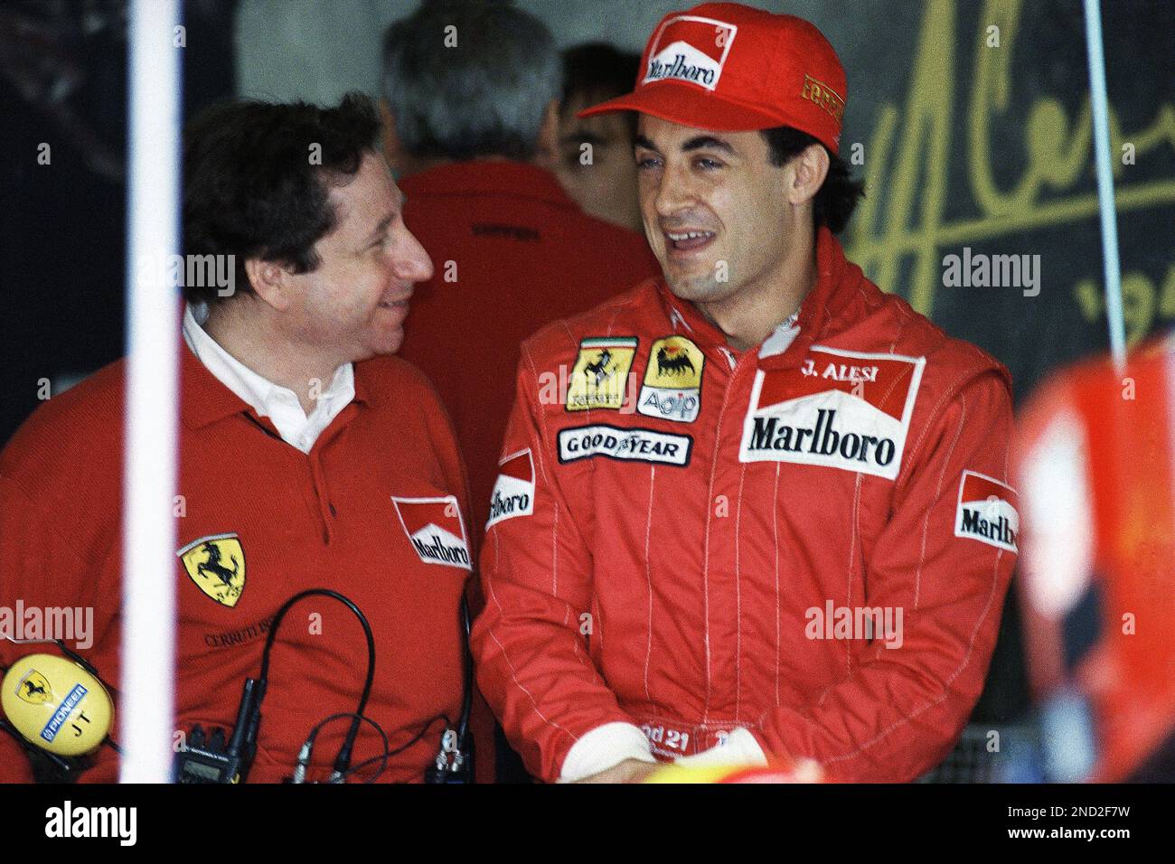Ferrari team manager, Frenchman Jean Todt, left, and French F1 pilot ...