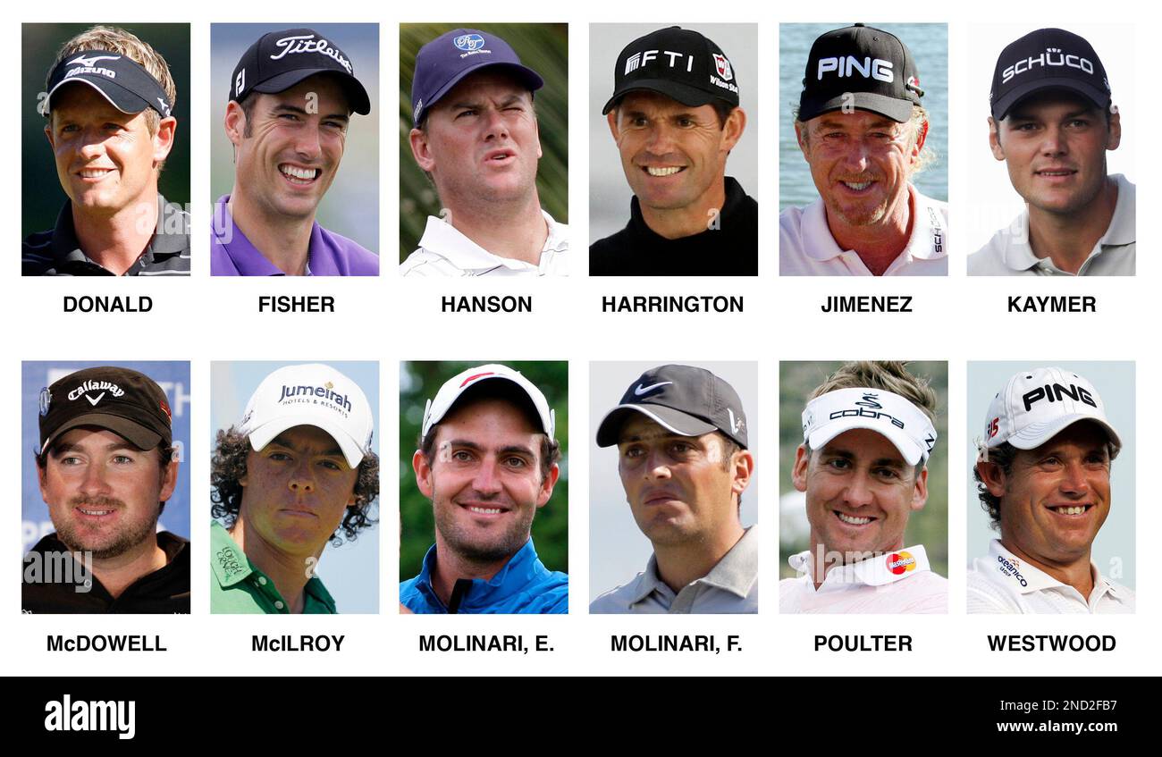 FILE - The 2010 European Ryder Cup golf team is shown in these 2010 ...