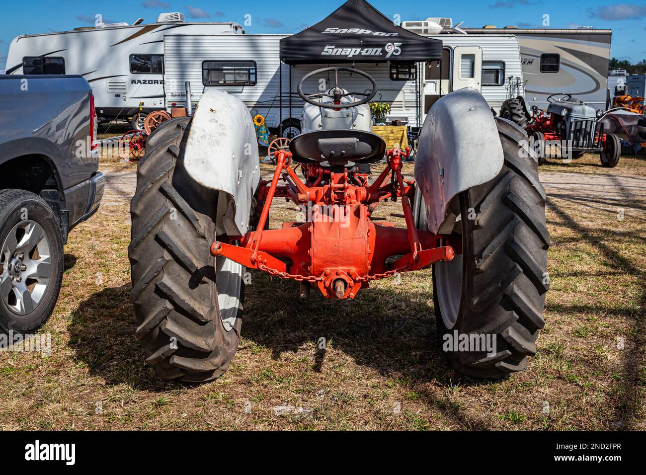 Fort Meade, FL - February 24, 2022: High perspective rear view of a ...