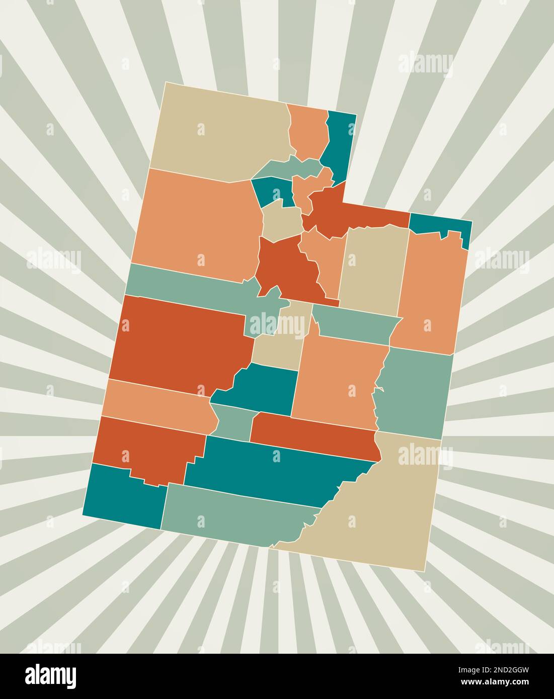 Utah map. Poster with map of the US state in retro color palette. Shape ...