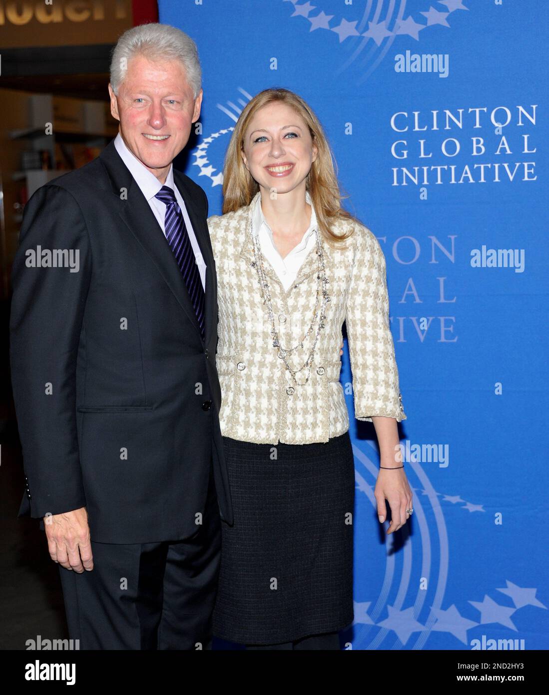 Former U.S. President Bill Clinton and his daughter Chelsea attend the ...