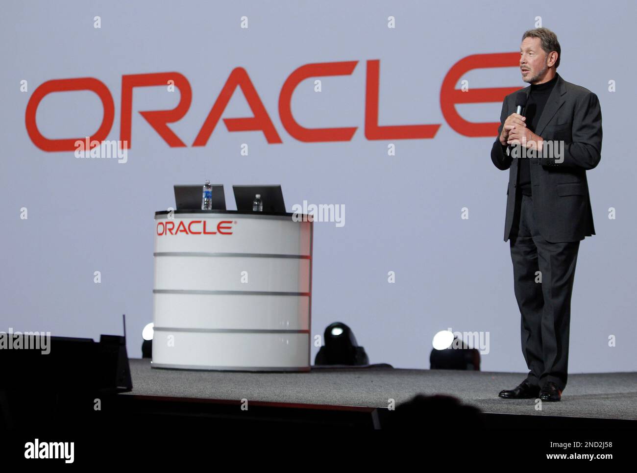 Oracle Corp. CEO Larry Ellison gives a keynote address, Wednesday, Sept ...