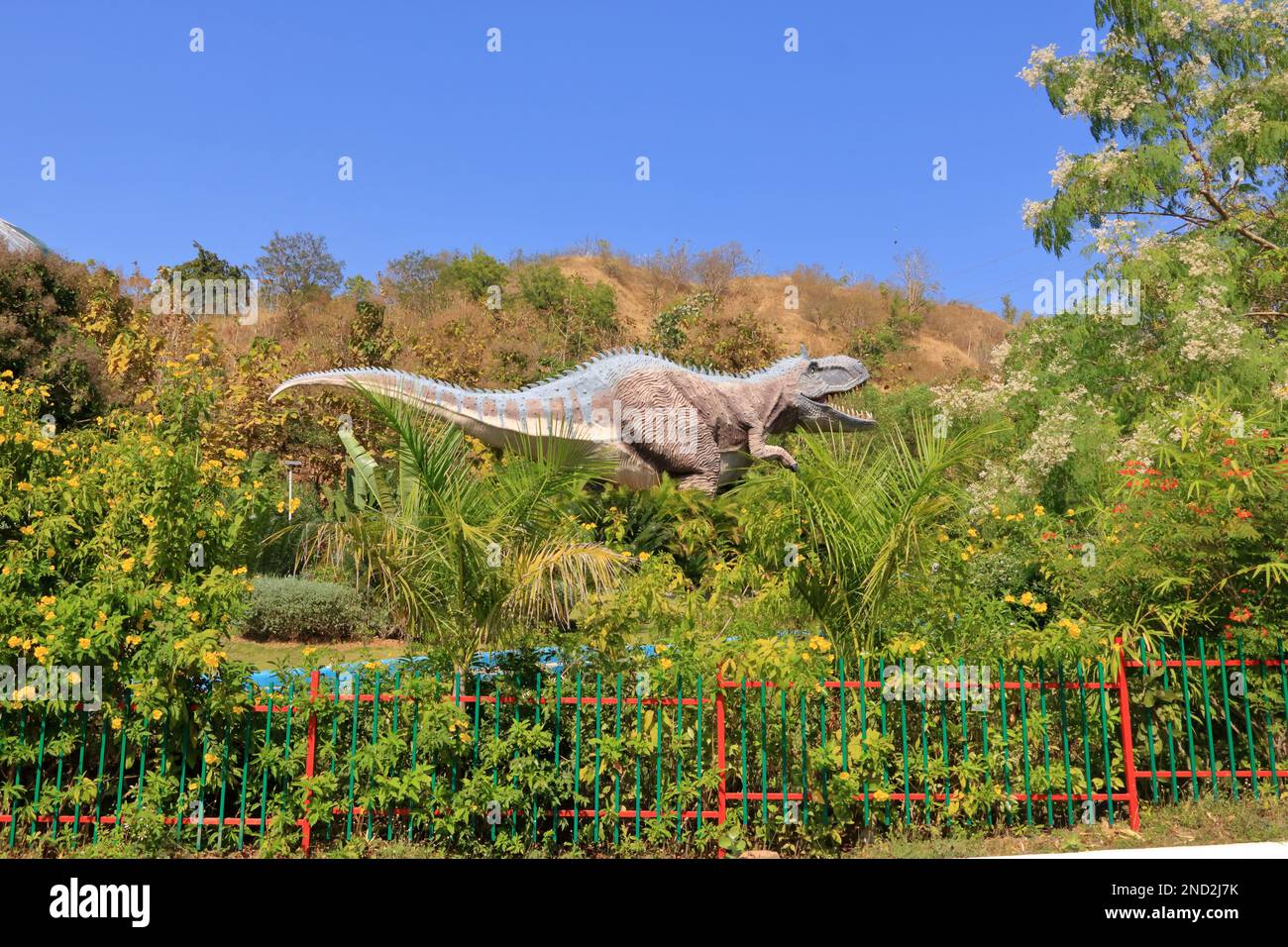 December 23 2022 - Gujarat in India: people in front of dinosaur park ...