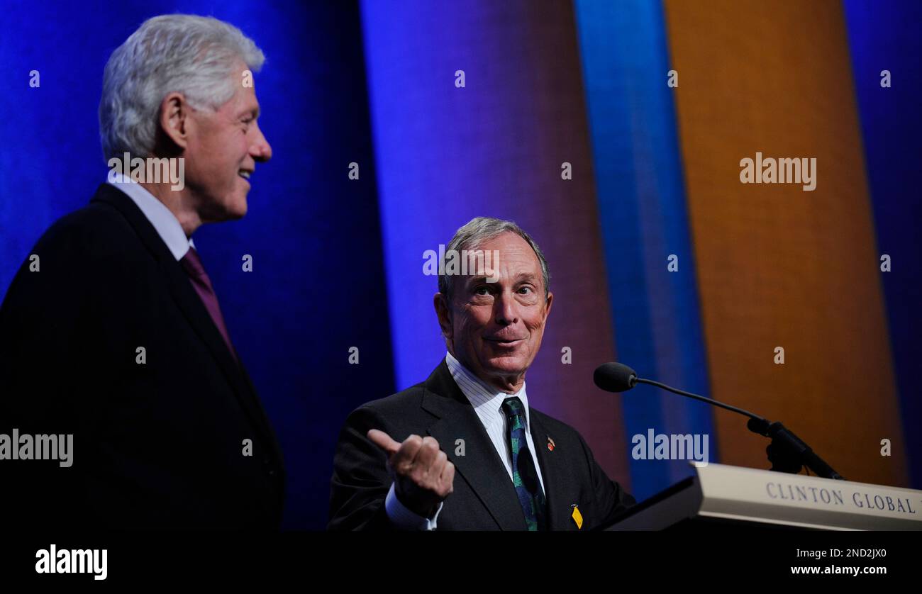 New York City Mayor Michael Bloomberg speaks as former U.S. president ...