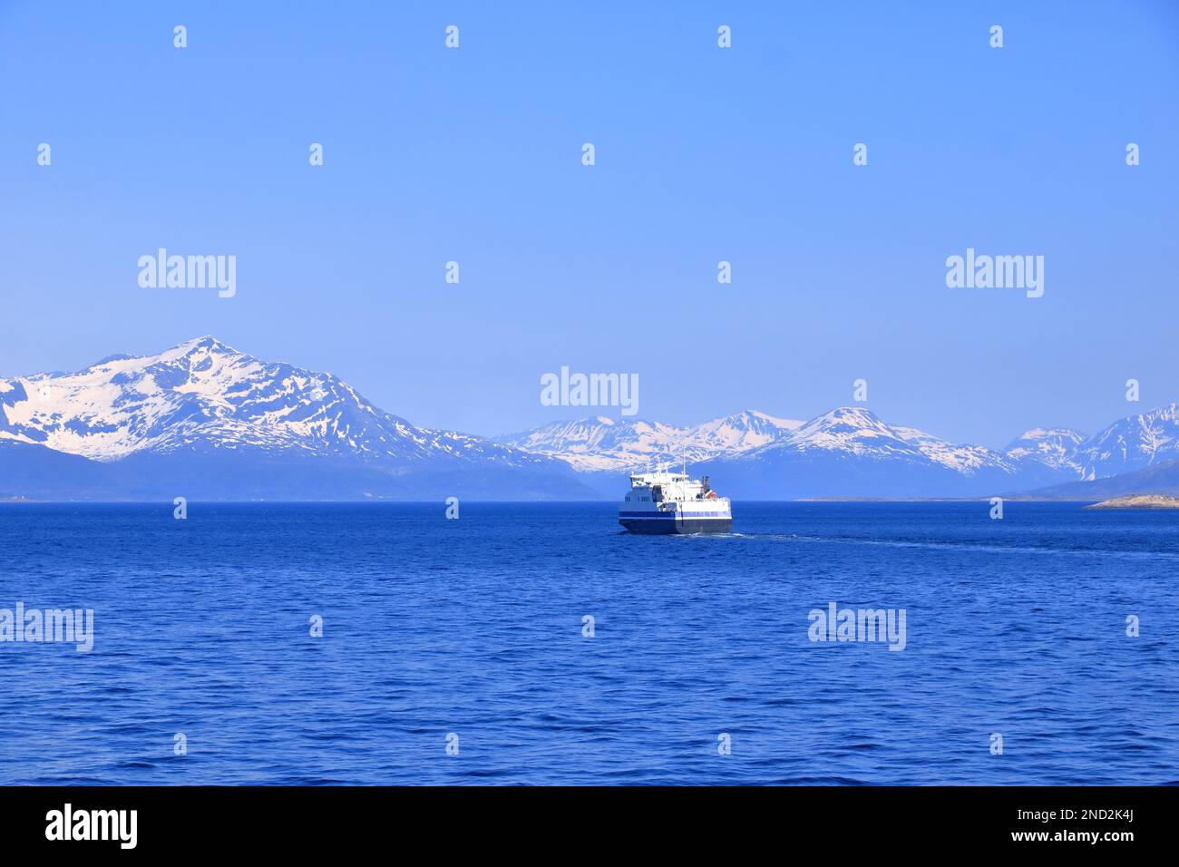 May 30 2022 - Lodingen, Lofoten, Norway: Norway sea ferry near Lodingen ...
