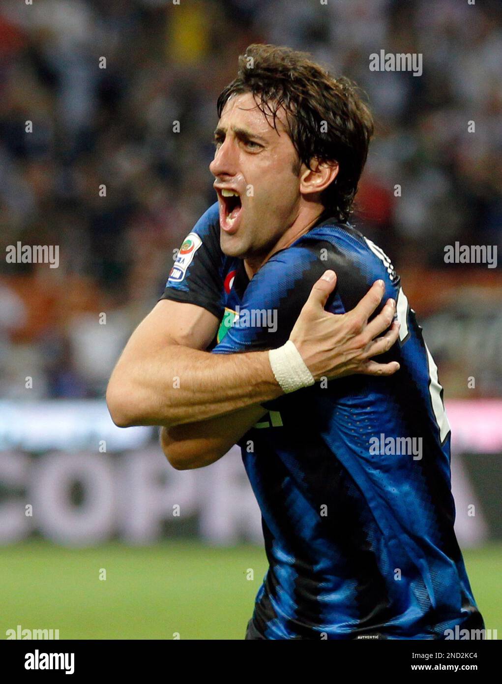 Inter Milan Argentine forward Diego Milito celebrates after scoring ...