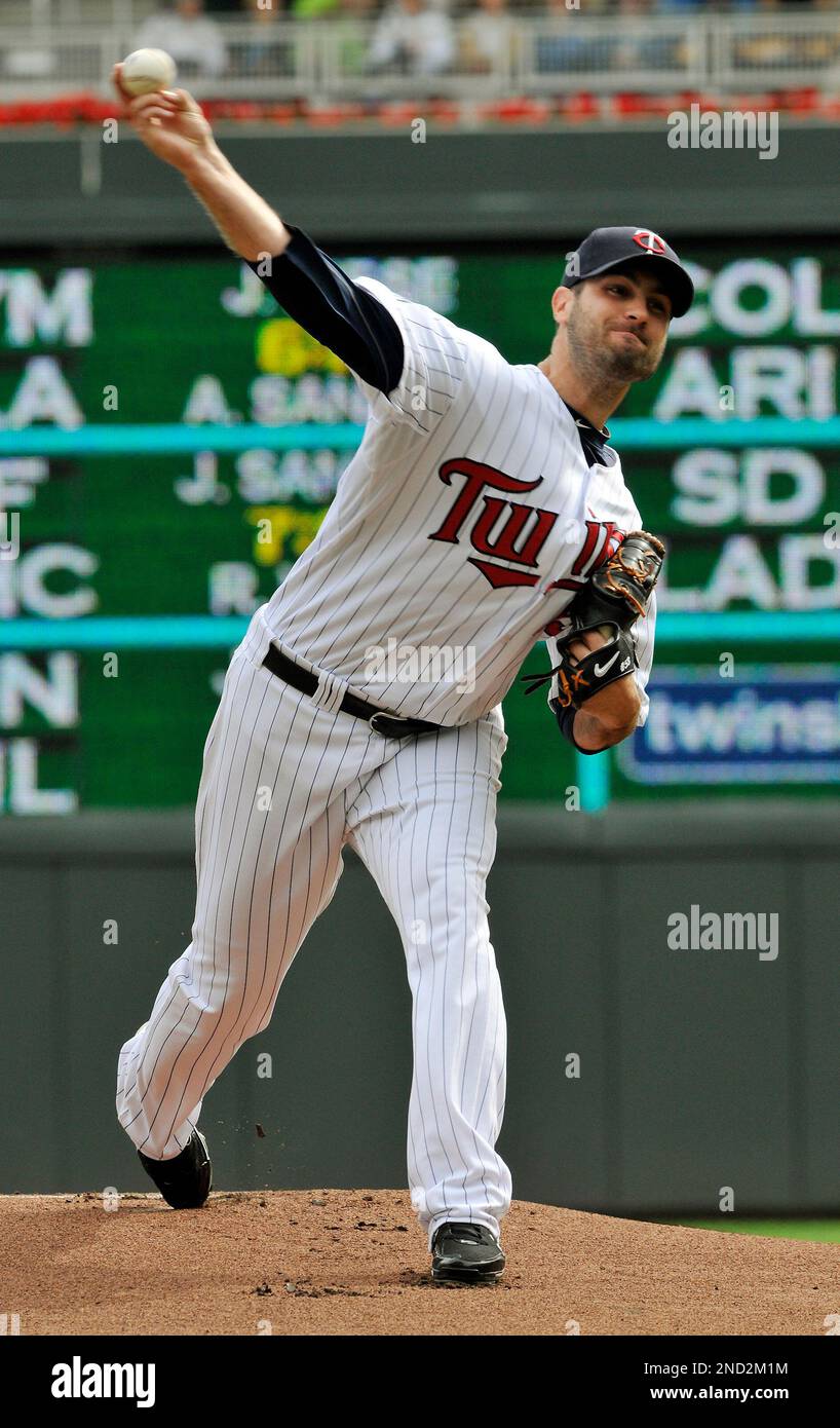 Minnesota Twins pitcher Nick Blackburn works against the Cleveland ...