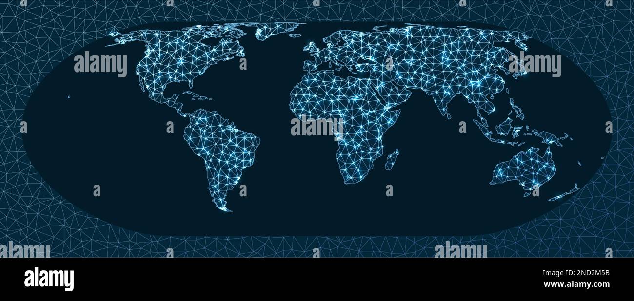 Global Network Concept Nell Hammer Projection World Network Cool Connections Map Vector
