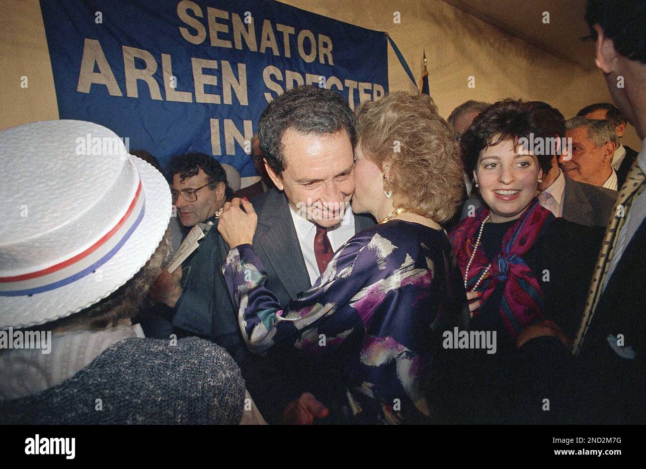 Sen. Arlen Specter (R-Pa) gets a hug from wife Joan after winning his ...