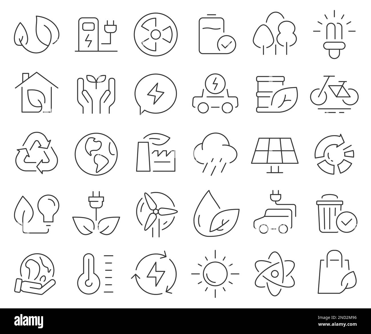 Eco and environment line icons collection. Thin outline icons pack ...