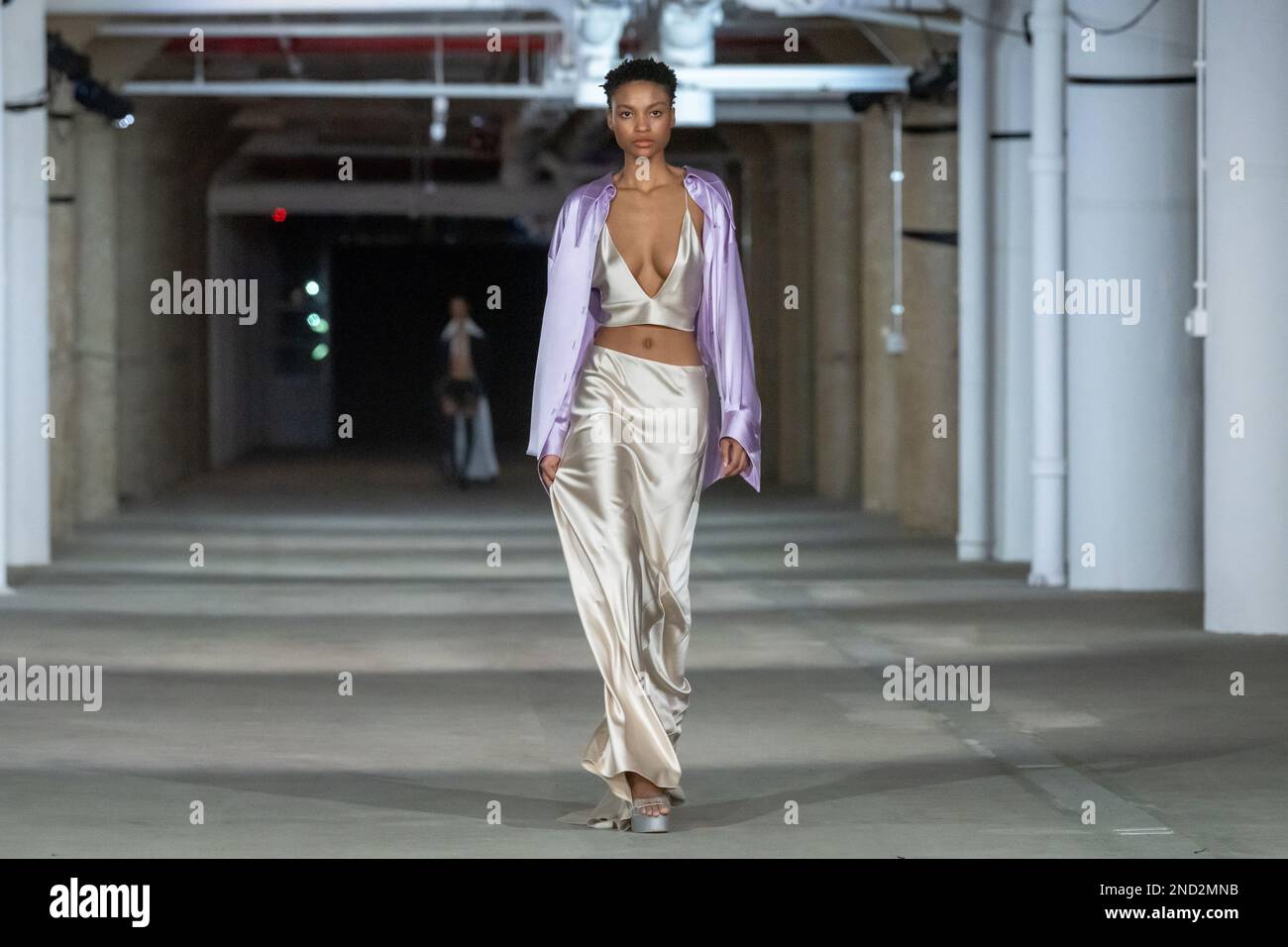 NEW YORK, NEW YORK - FEBRUARY 14: A model walks the runway at the ...