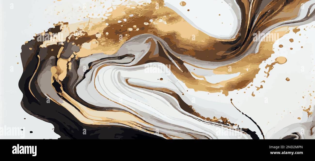 Marble panoramic texture, white gold colored marble surface, curved ...
