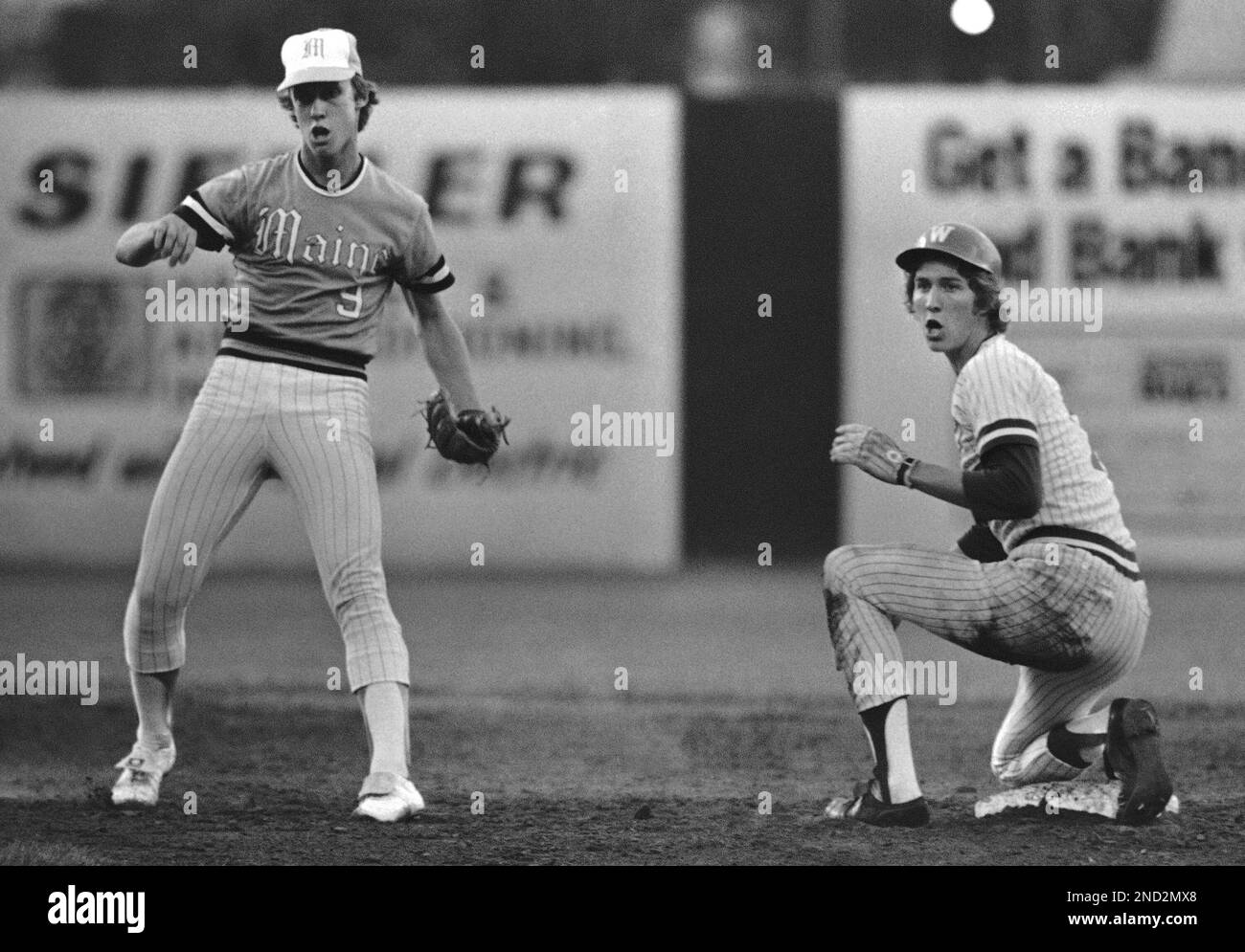Phil Westendorf, right, of Washington State and Maine shortstop Russ ...