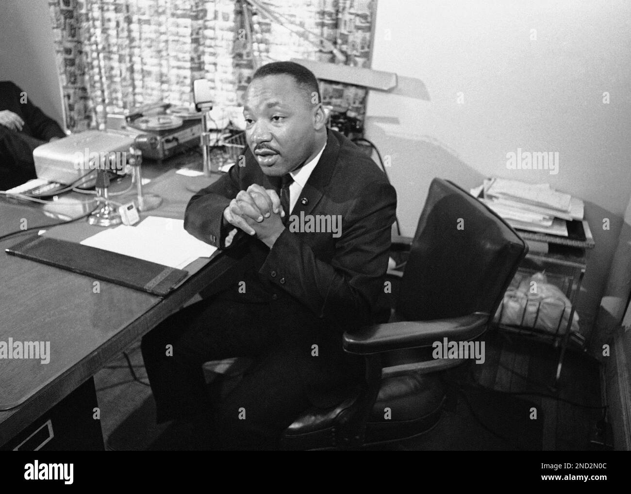 Dr. Martin Luther King Jr. tells a news conference in Atlanta on July ...