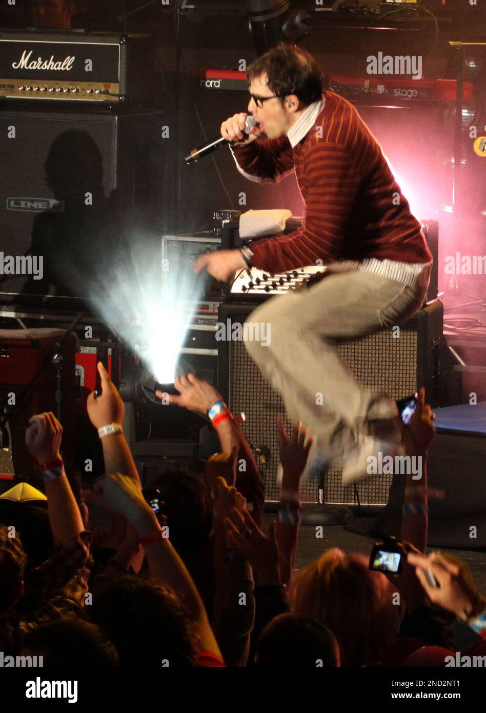 Rivers Cuomo of the band Weezer performs at the AXE Music "One Night ...