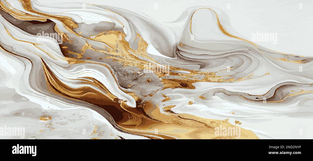 Marble panoramic texture, white gold colored marble surface, curved ...