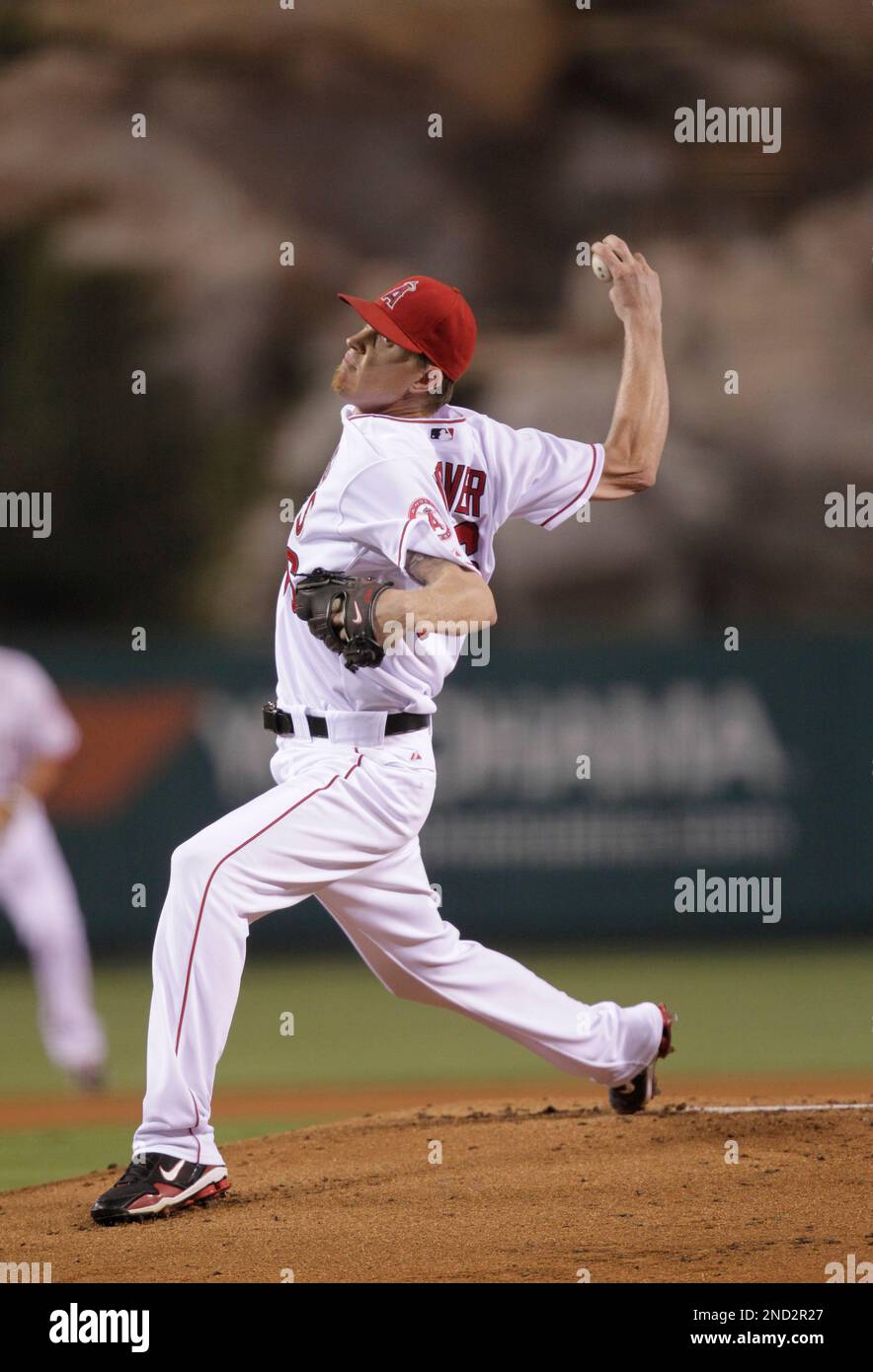 Los Angeles Angels starting pitcher Jered Weaver in the first inning of ...
