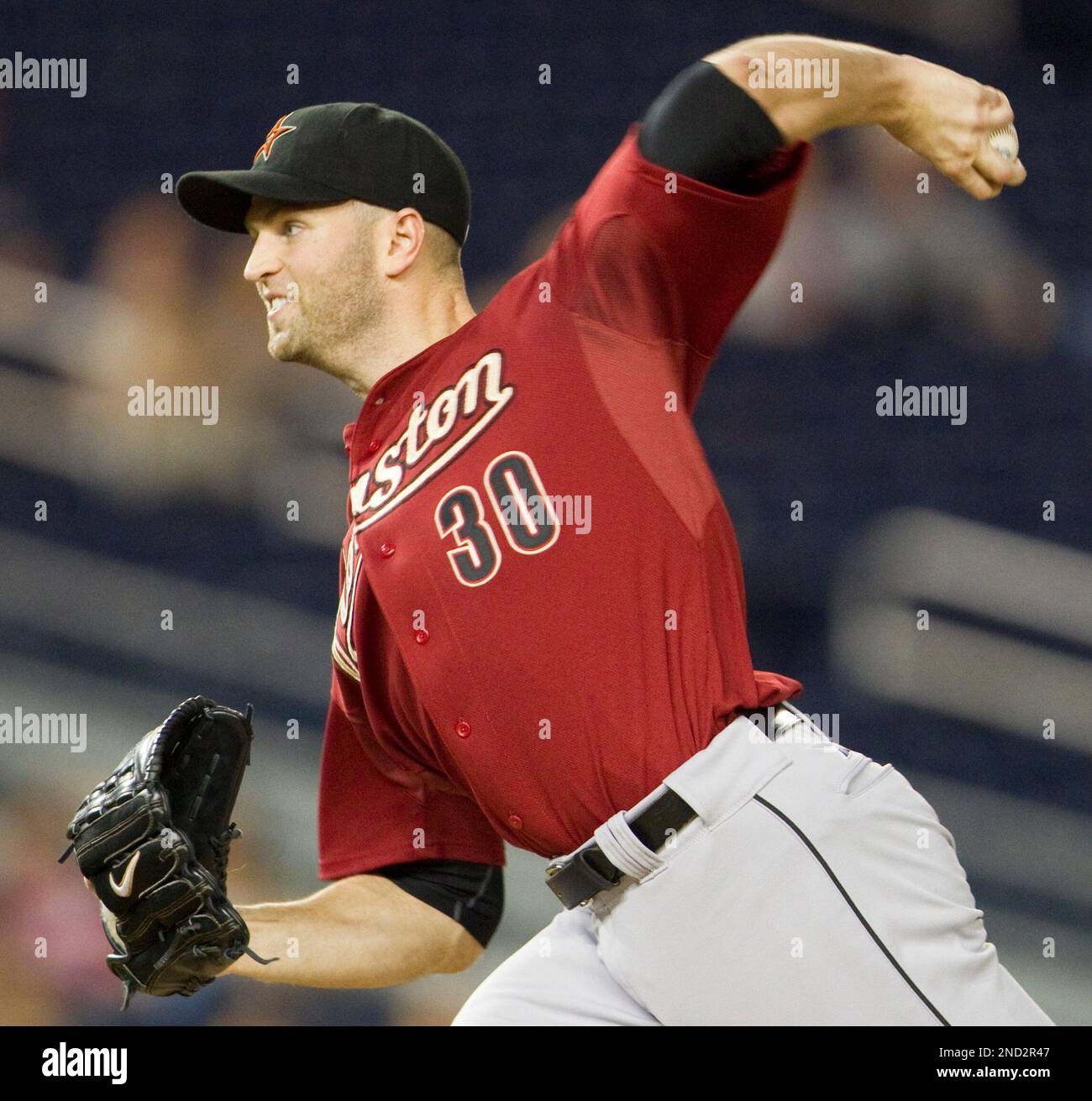 Houston Astros starting pitcher J.A. Happ (30) delivers a pitch during ...