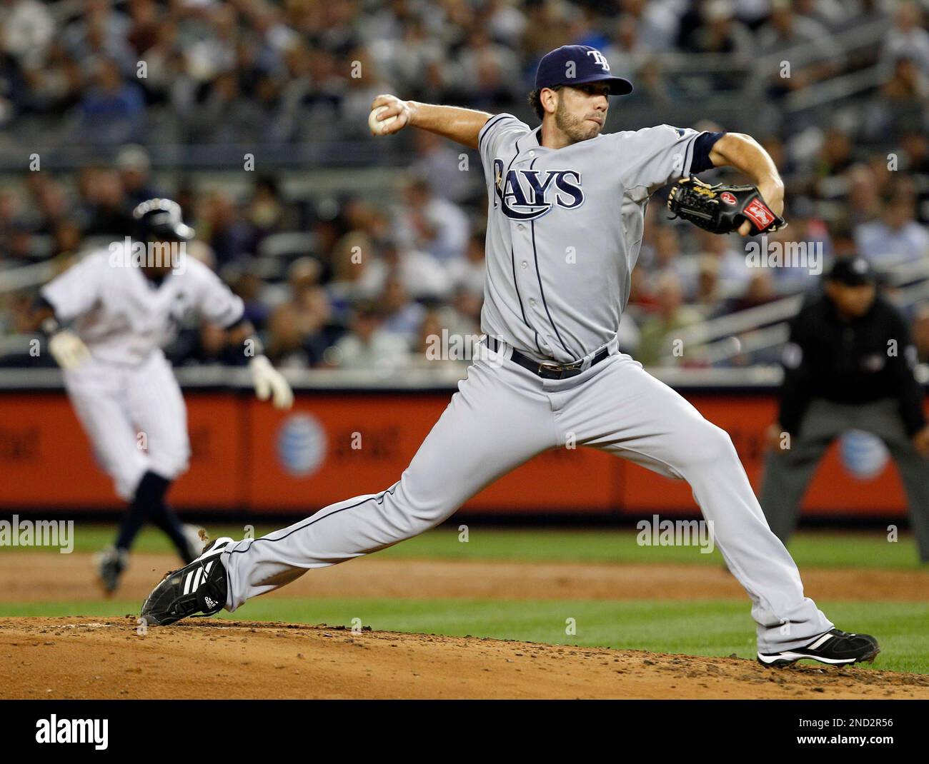 With New York Yankees' Curtis Granderson at first, Tapa Bay Rays ...