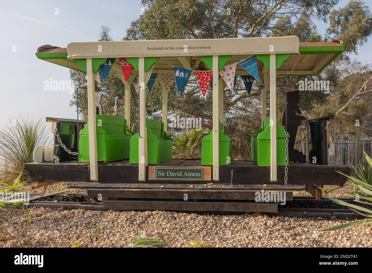 A model of one of the first electric pier trams to run on Southend pier ...