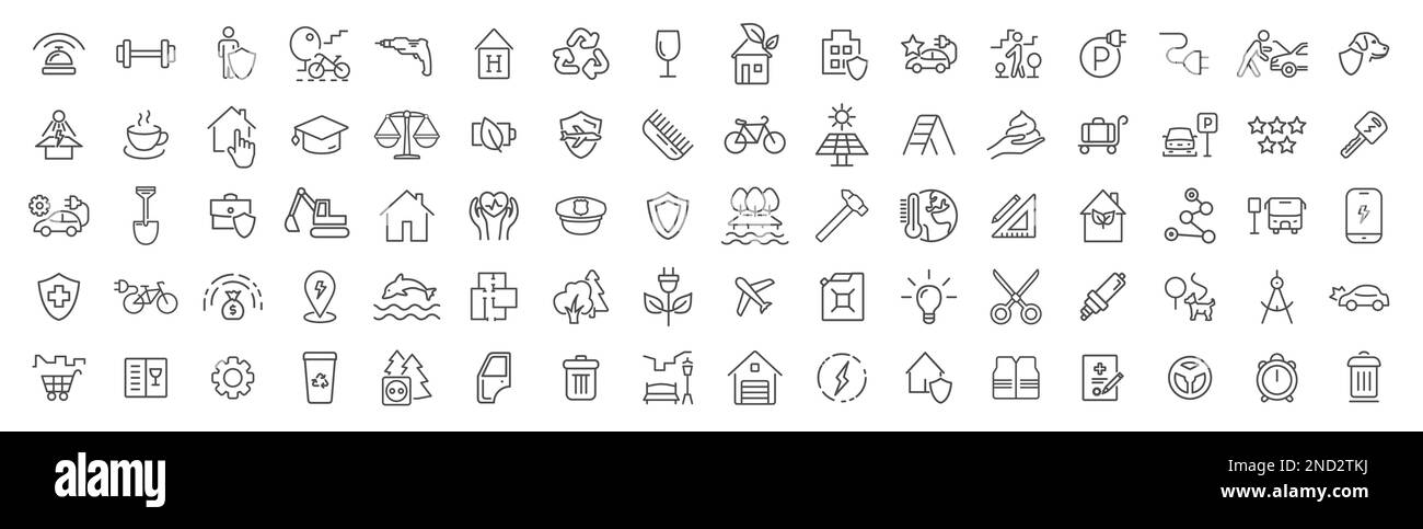 Infrastructure and environment line icons collection. Big UI icon set. Thin outline icons pack ...