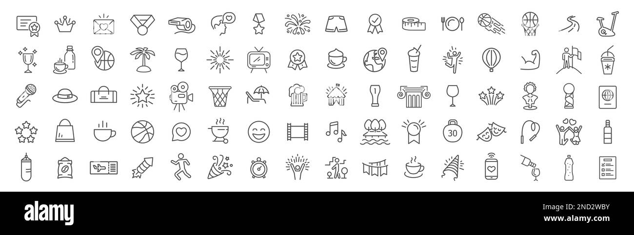 Lifestyle and entertainment line icons collection. Big UI icon set ...
