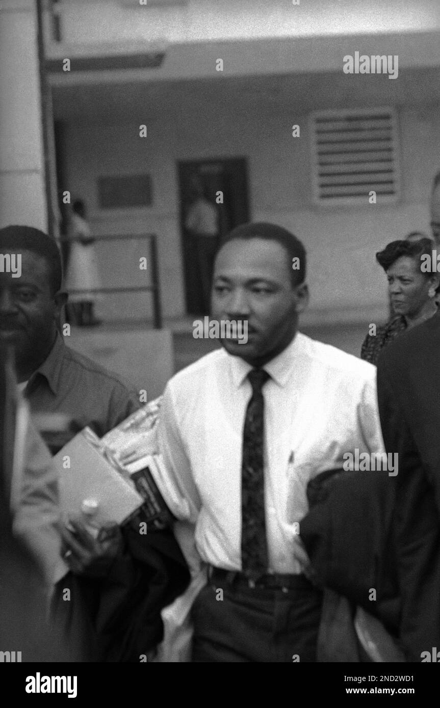 Black integration leader Martin Luther King Jr., leaves a Birmingham ...