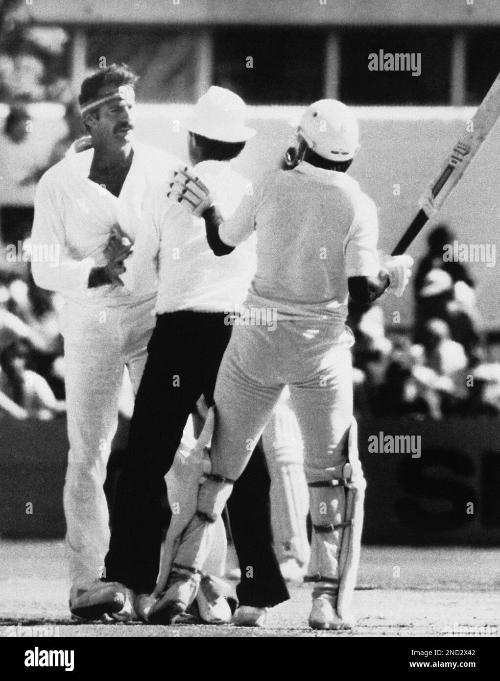 Cricket umpire Tony Crafter separates Australian fast bowler Dennis ...