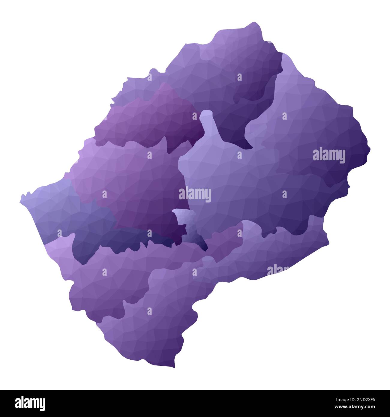 Lesotho Map Geometric Style Country Outline Wondrous Violet Vector
