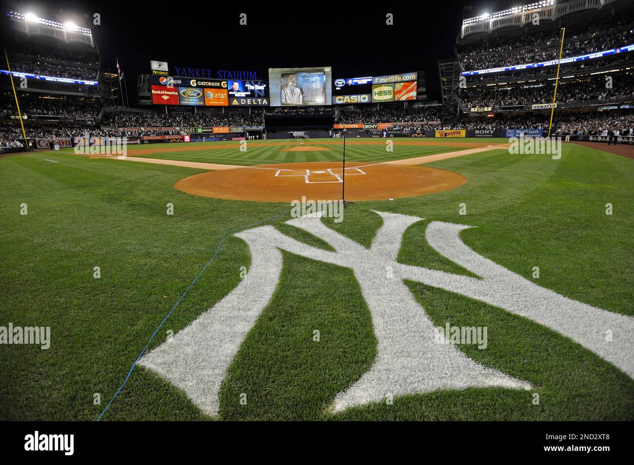 The scoreboard honors the late New York Yankees owner George ...