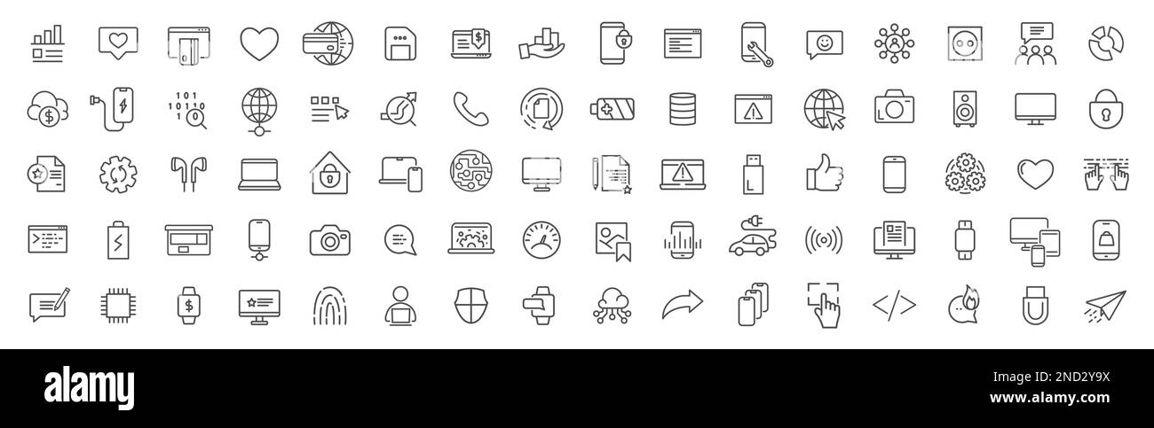 Technologies and web line icons collection. Big UI icon set. Thin outline icons pack. Vector ...