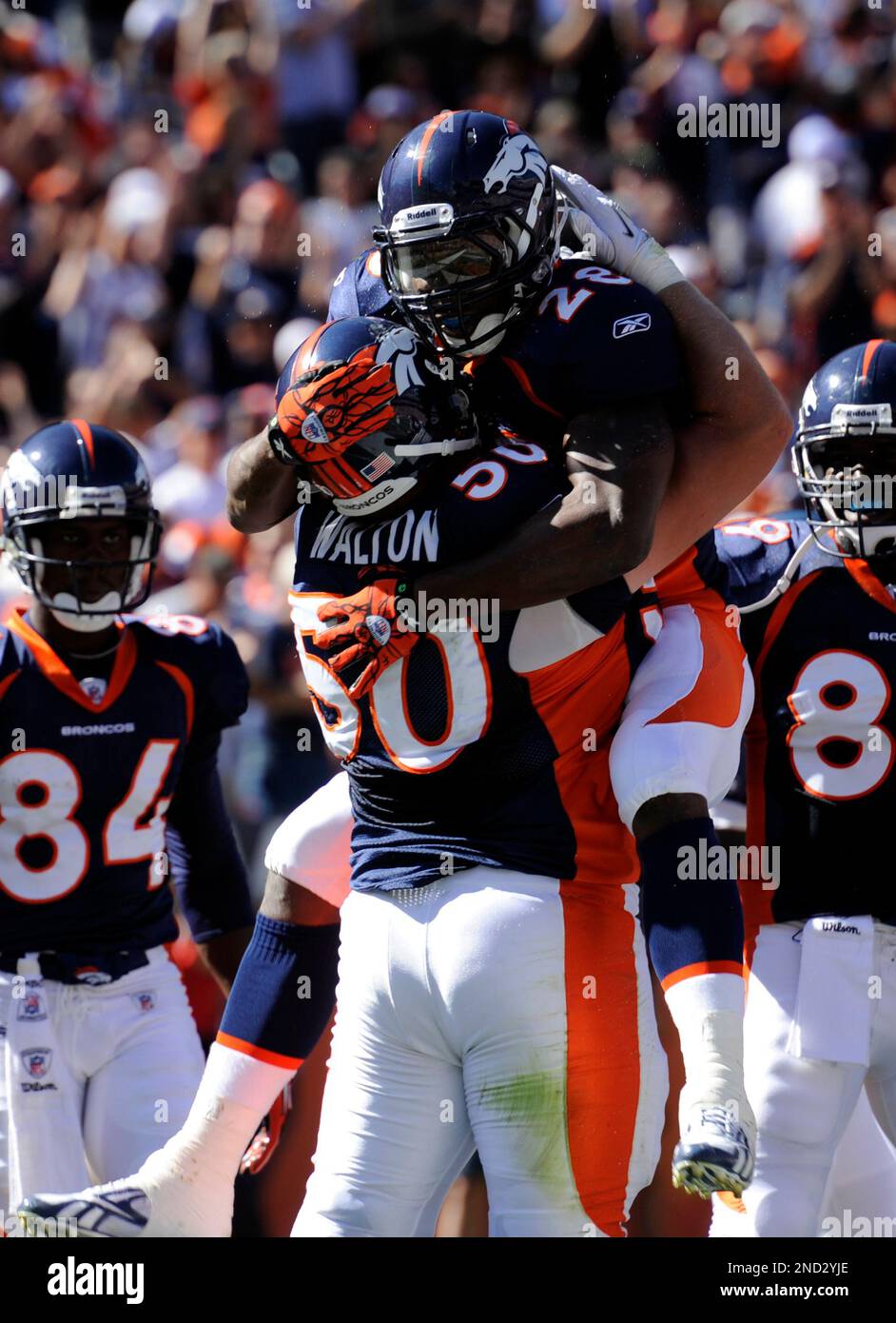 Denver Broncos running back Correll Buckhalter (28) celebrates a ...