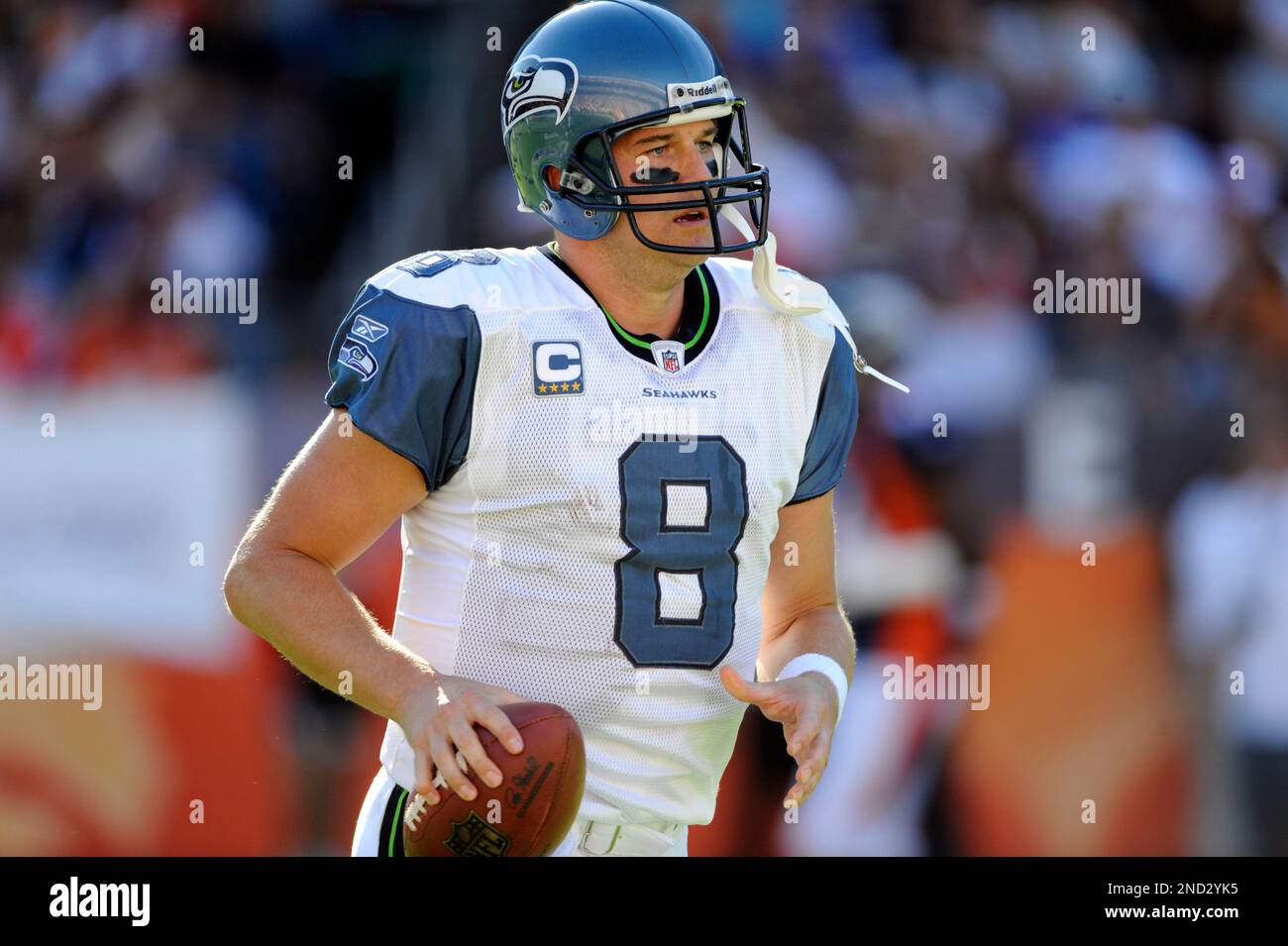 Seattle Seahawks quarterback Matt Hasselbeck runs off the field after ...