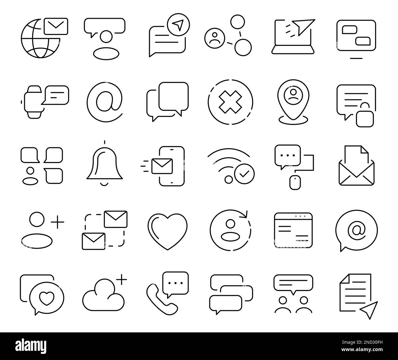 Chat and messenger line icons collection. Thin outline icons pack ...