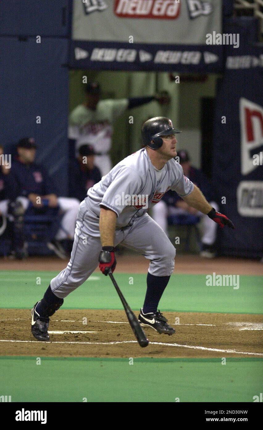 Cleveland Indians Jim Thome hits a solo home run off Minnesota Twins ...