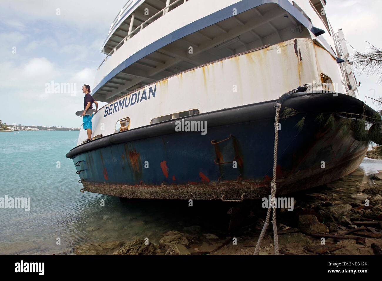 Resident Kade Stallard looks from the excursion boat Bermudian after it ...