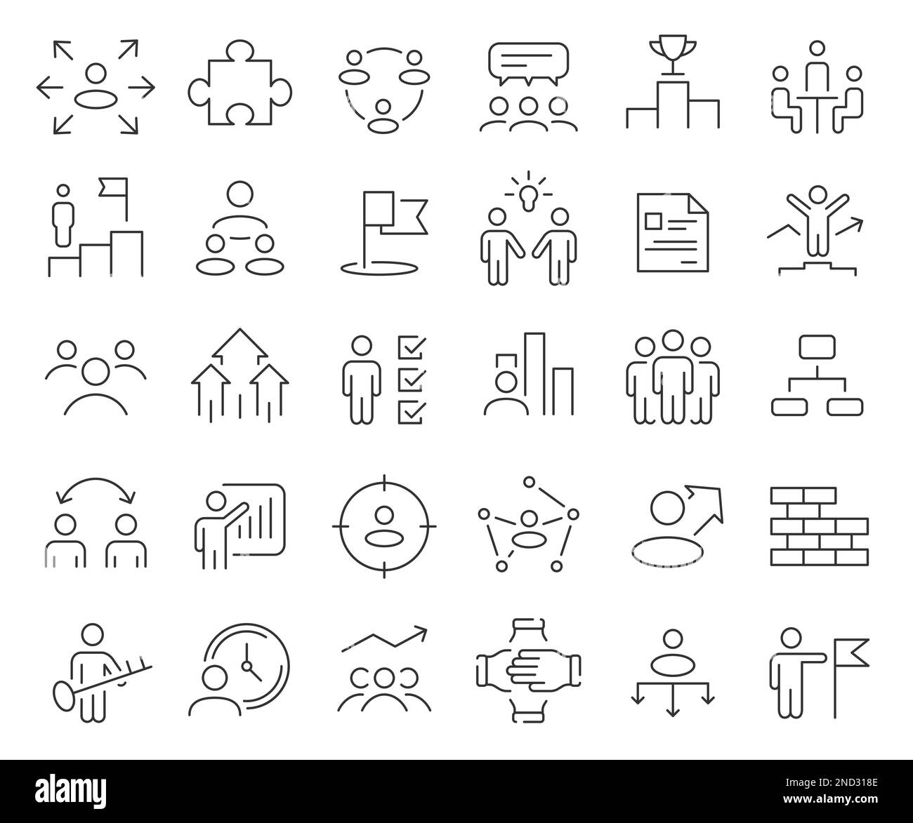 Teamwork and leadership line icons collection. Thin outline icons pack ...