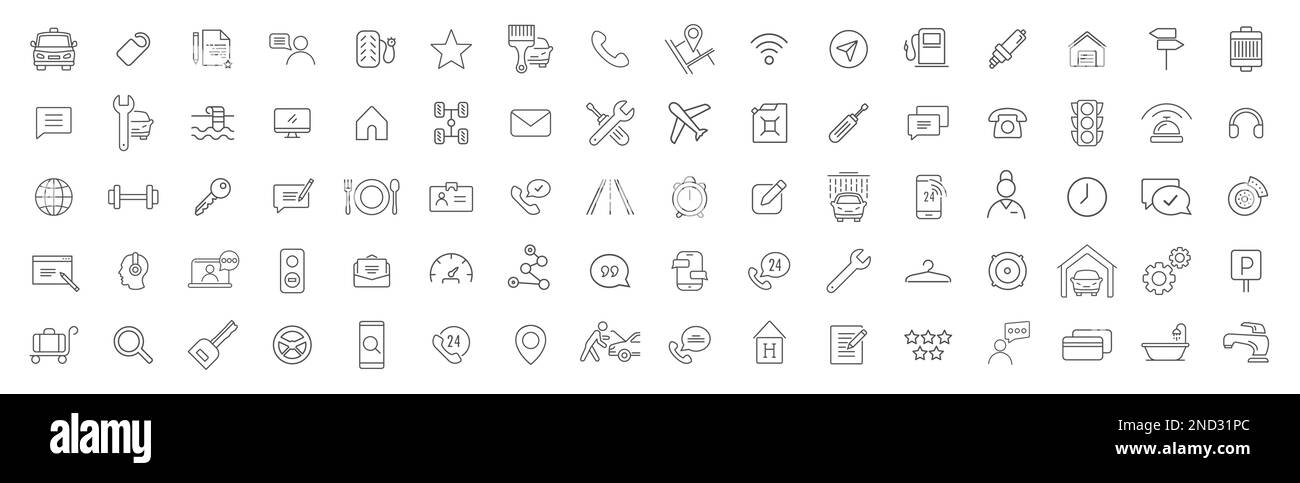 Logistic and service line icons collection. Big UI icon set. Thin ...