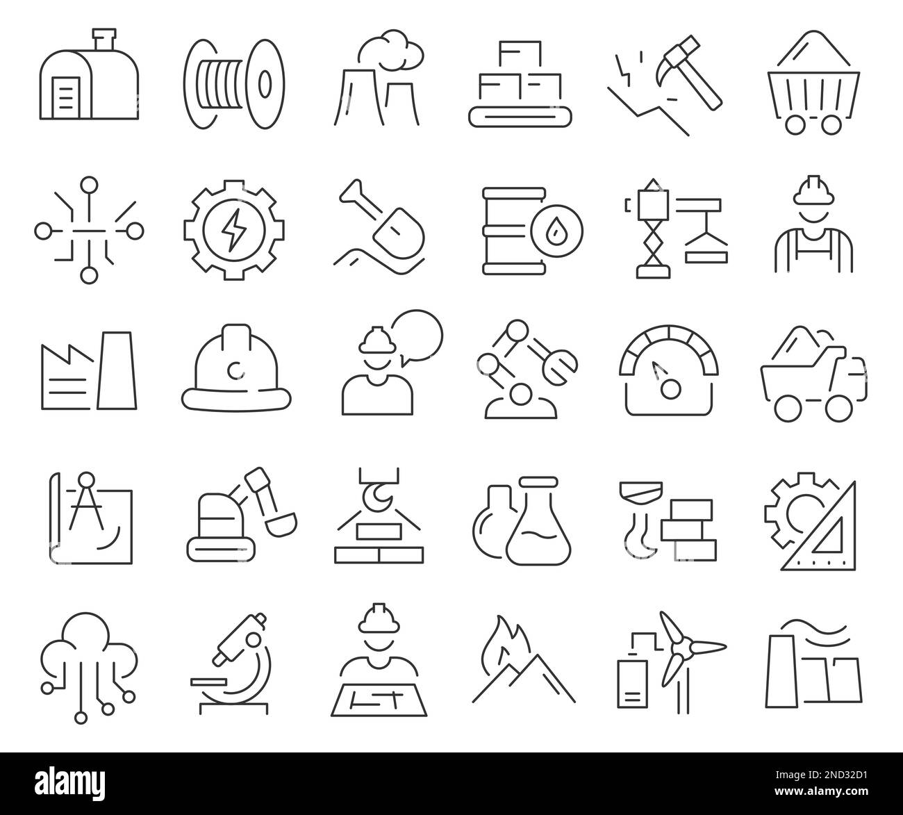 Industrial and engineering line icons collection. Thin outline icons pack. Vector illustration ...