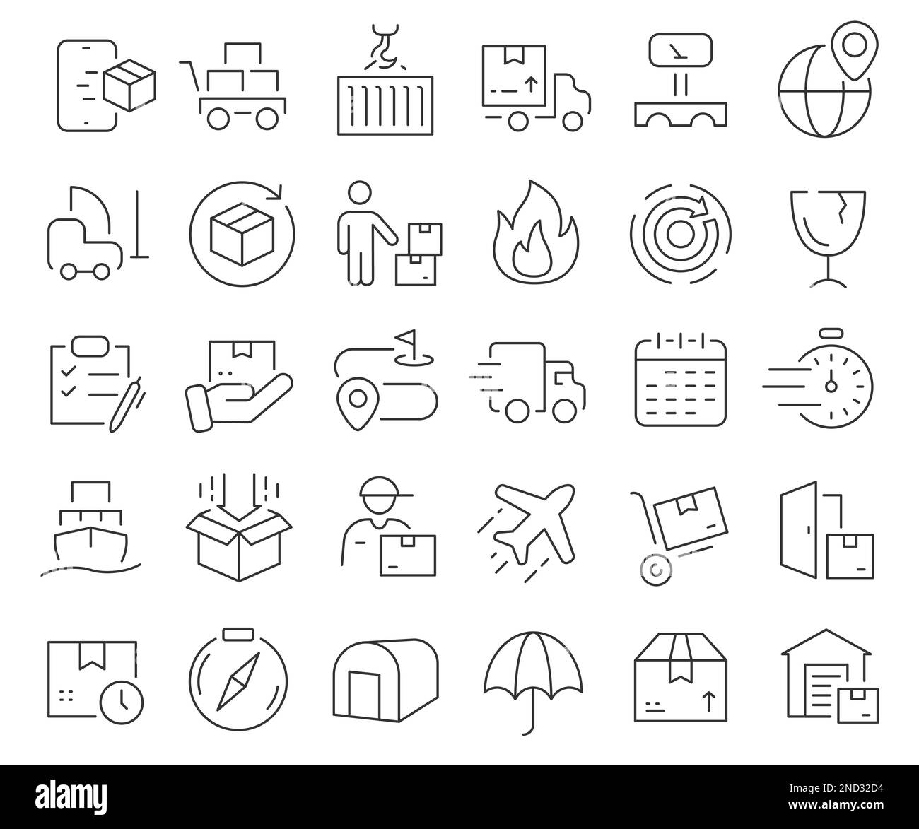 Logistics And Shipping Line Icons Collection Thin Outline Icons Pack Vector Illustration Eps10