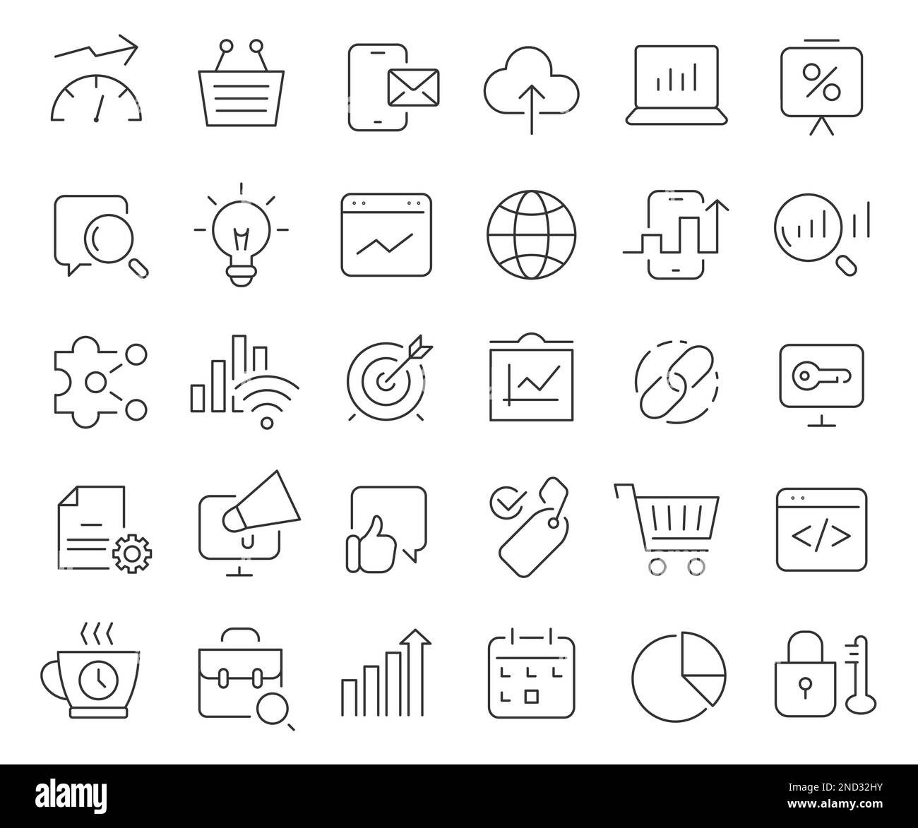 Seo and marketing line icons collection. Thin outline icons pack ...